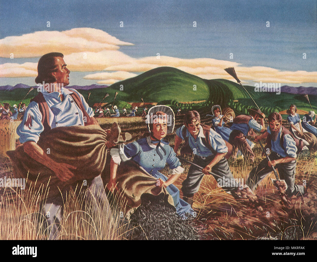 Mormons battle Pestilance in Crop Field Stock Photo - Alamy