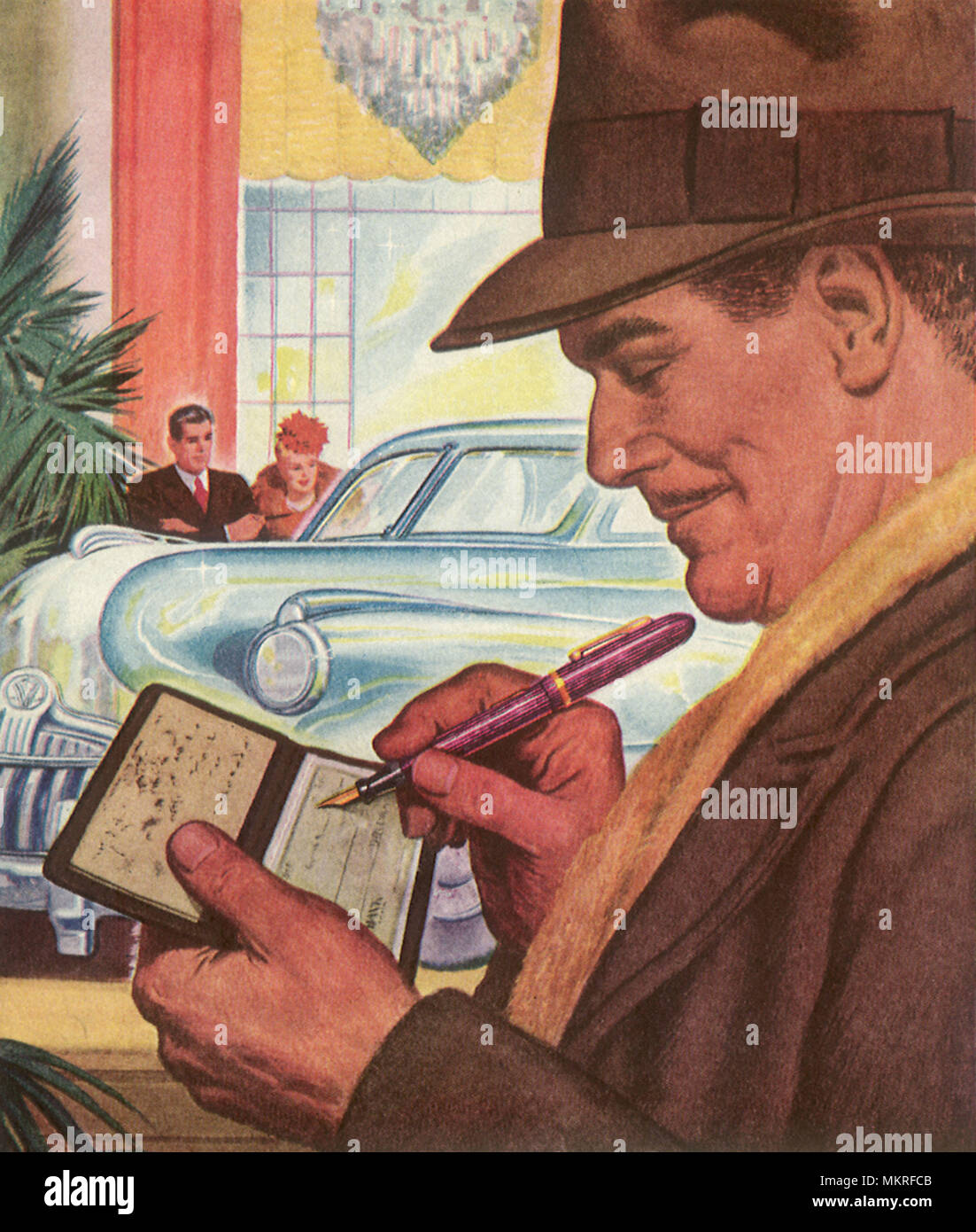 Man writes Check with Fountain Pen Stock Photo - Alamy