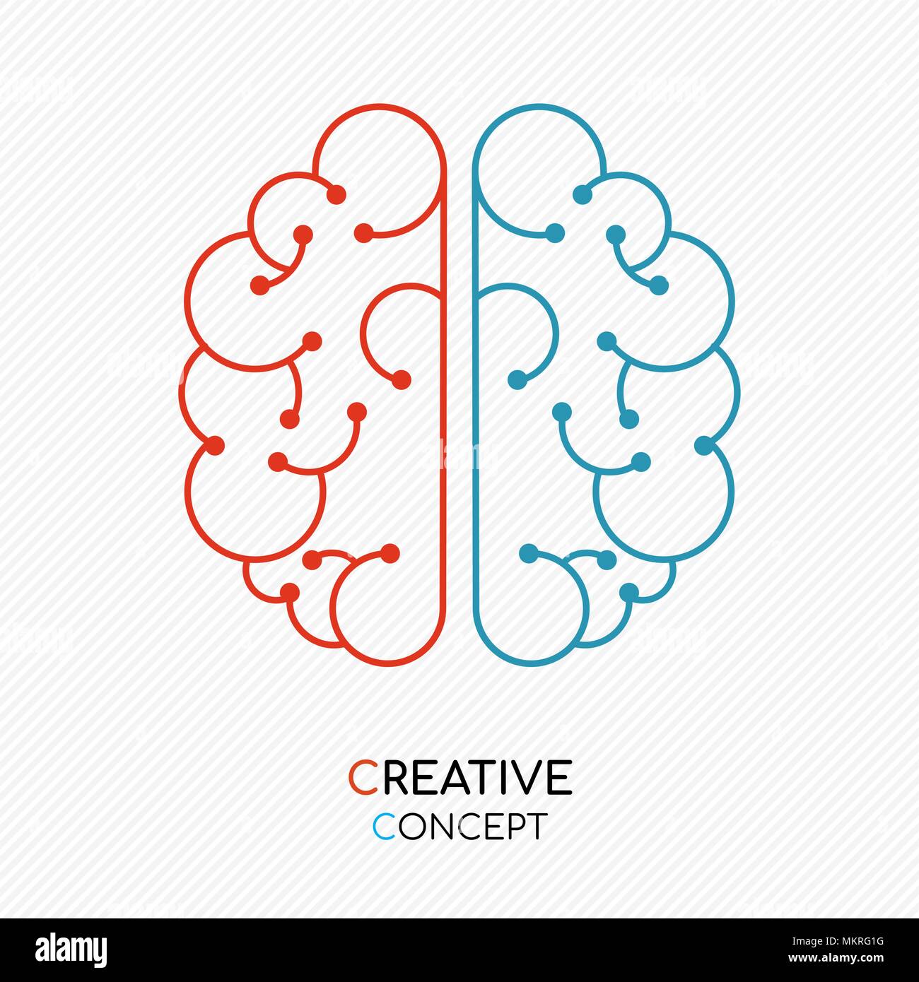 Creative thinking concept illustration of human brain in modern outline style. EPS10 vector ...