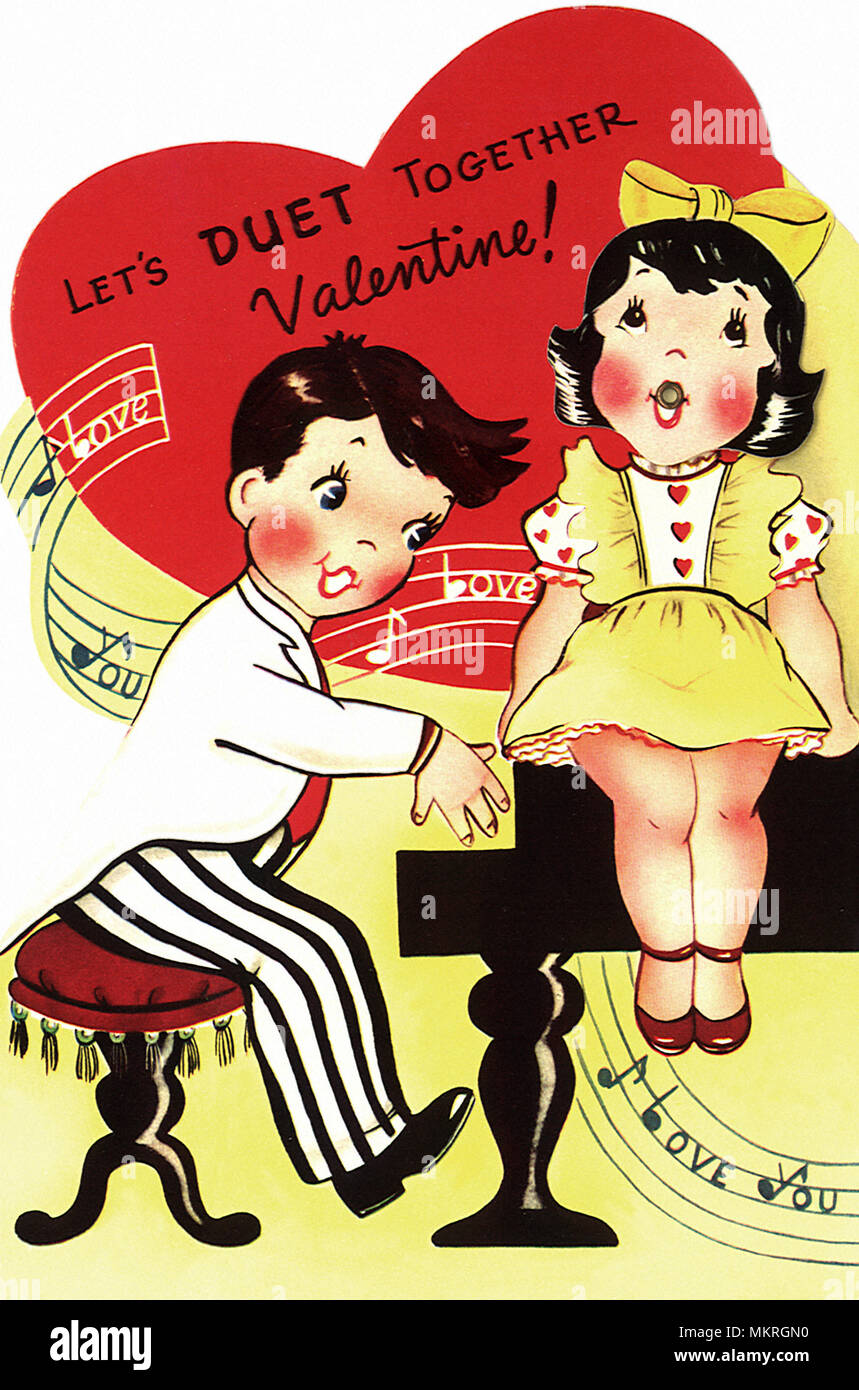 Boy and Girl Singing at Piano Valentine Stock Photo - Alamy