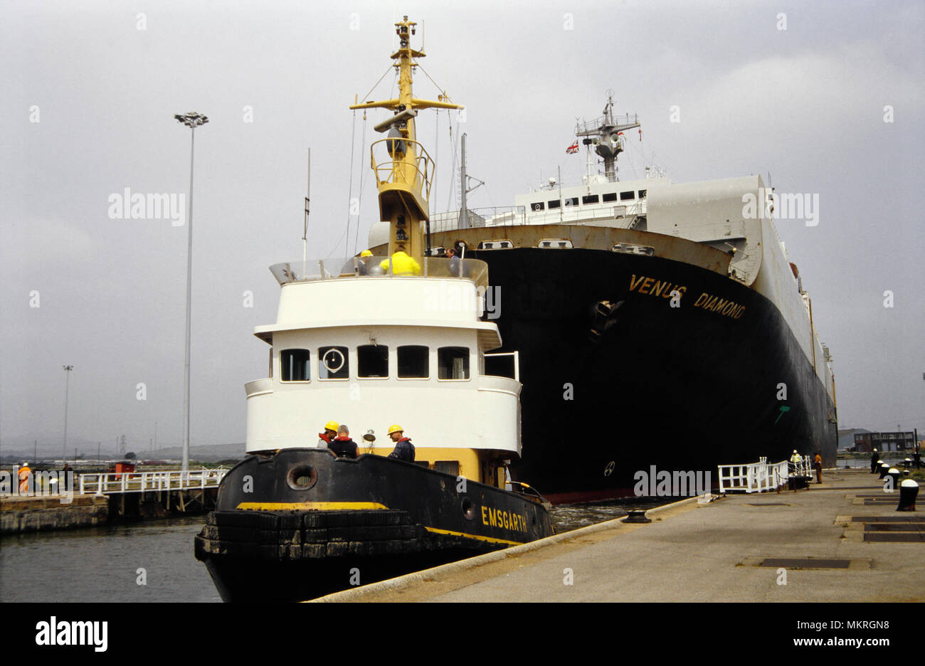 Bulk car carrier ship Venus Diamond leaving Newport Docks spring 1992 ...