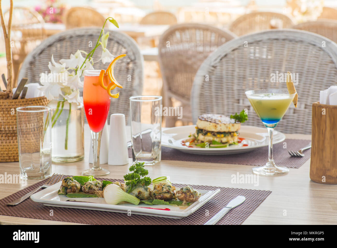 Lunch table setting beach resort hi-res stock photography and images ...