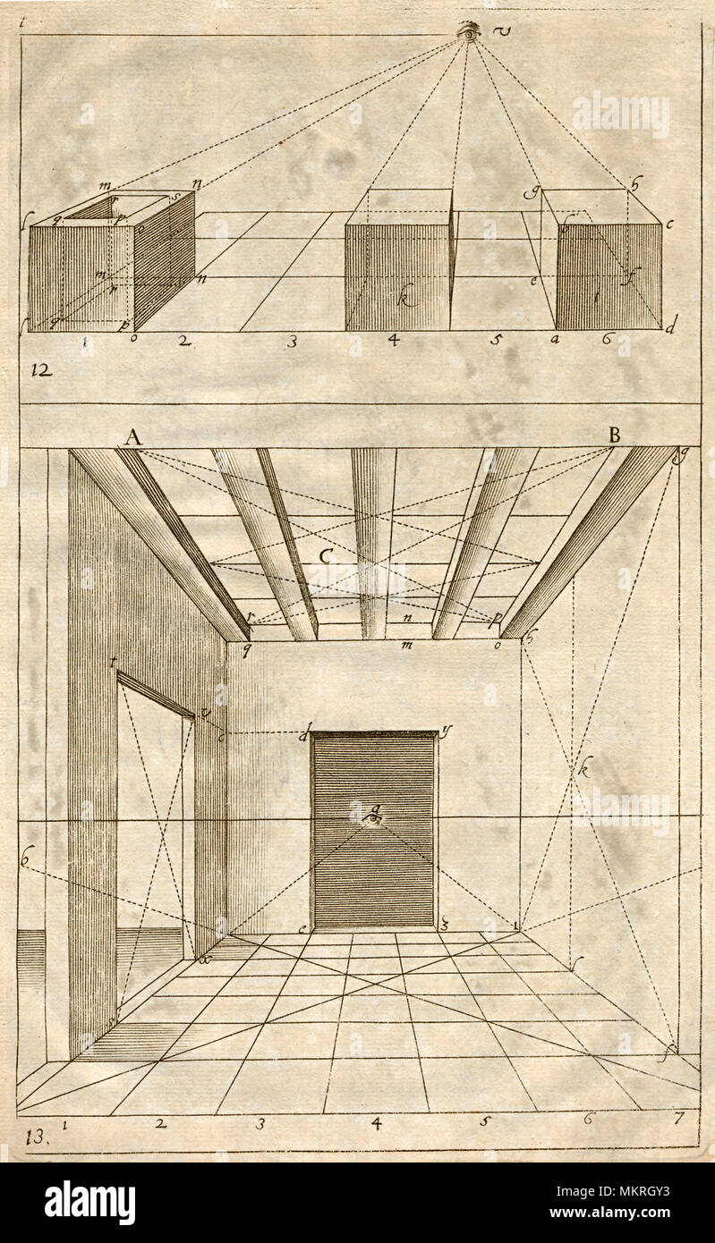Projection of three boxes to a vanishing point Stock Photo - Alamy