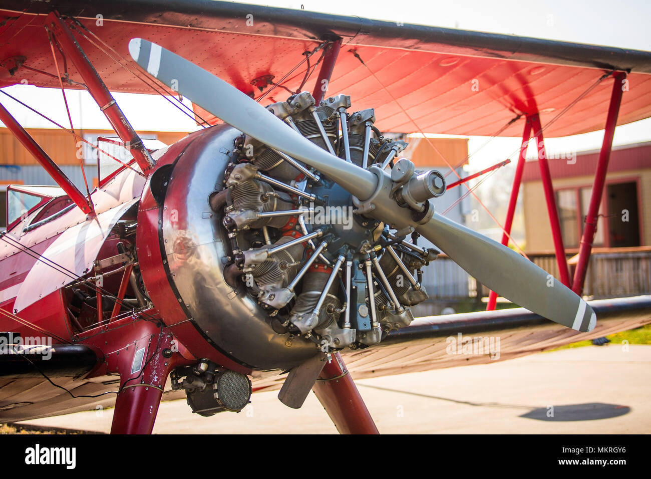 Rotor vintage plane engine close up with propeller Stock Photo - Alamy