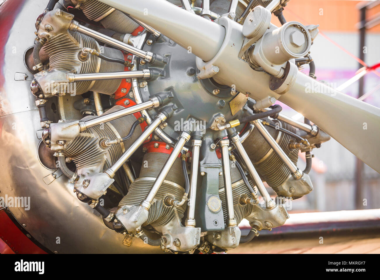 Rotor vintage plane engine close up with propeller Stock Photo - Alamy