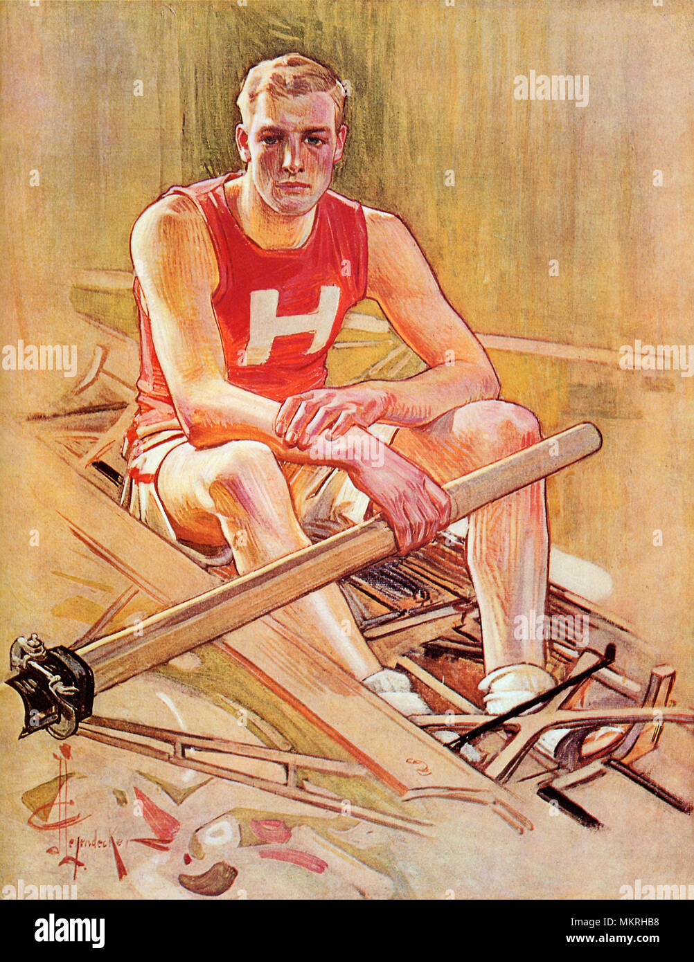 Collegiate Rower with Oar from Harvard Stock Photo - Alamy