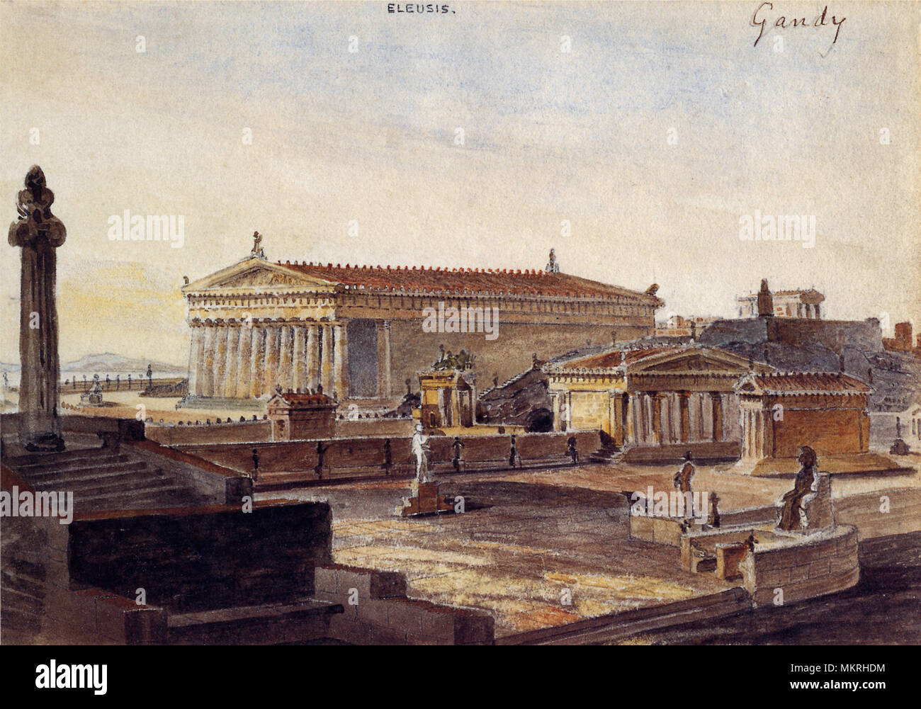 Reconstruction of the Mystic Temple of Ceres in Eleusis 1812 Stock ...