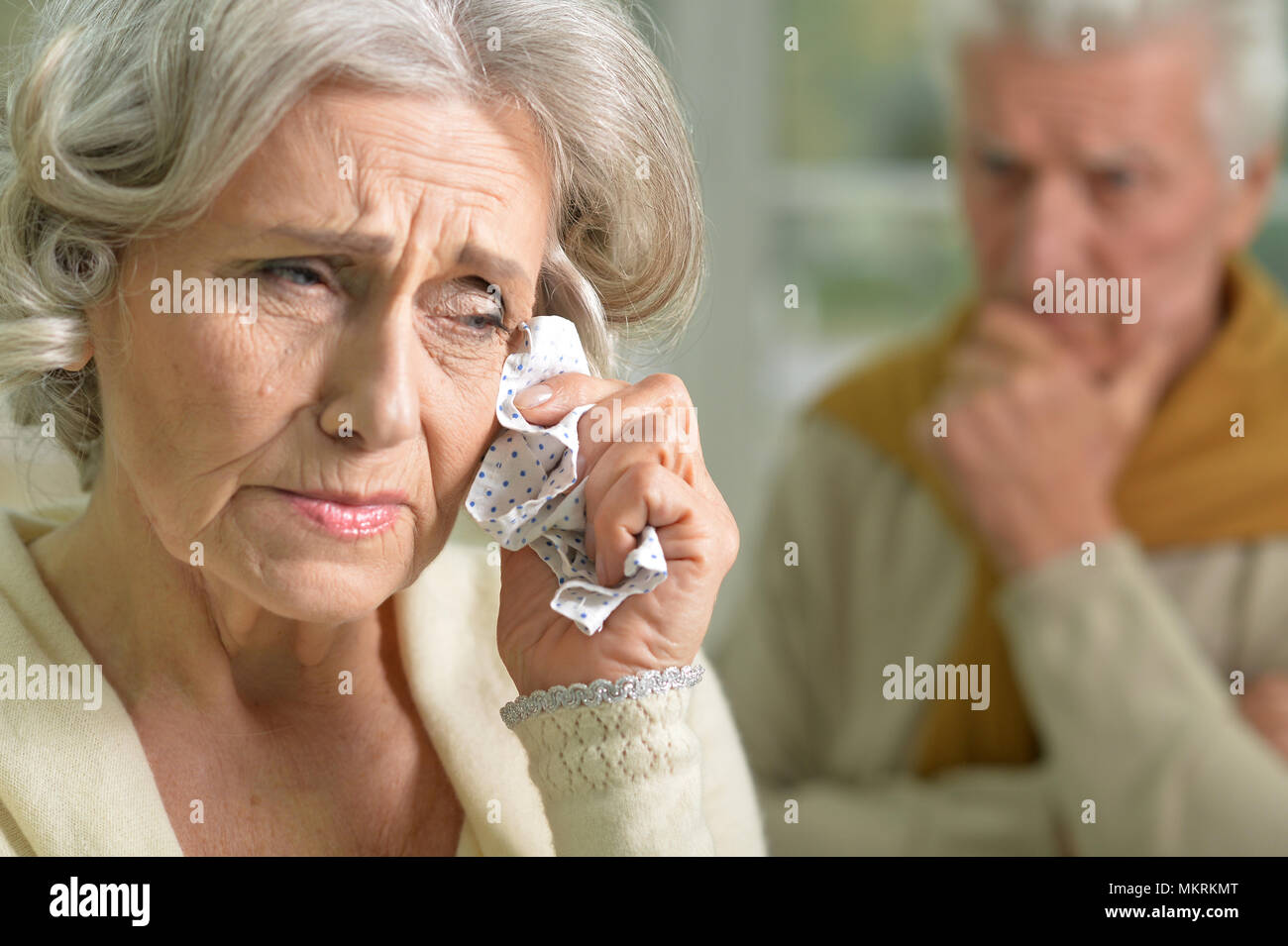 close-up portrait of stressed senior woman crying Stock Photo - Alamy