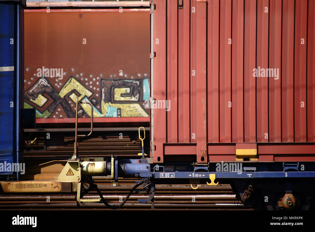 The outer body of a train with a tow-bar coupling of silencers and ...