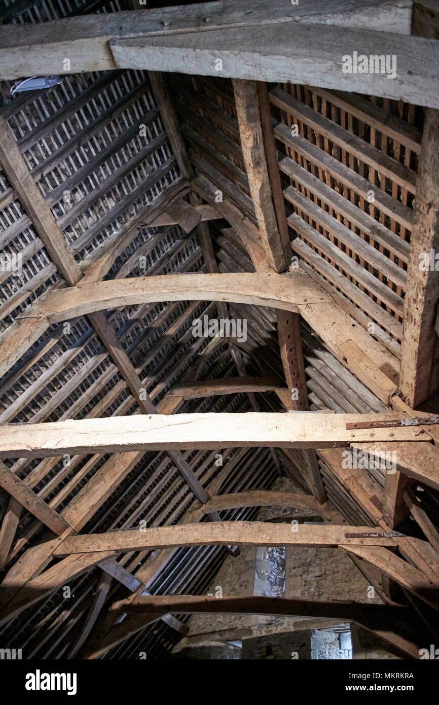 Interior of Tithe Barn Lacock village wiltshire england uk Stock Photo ...
