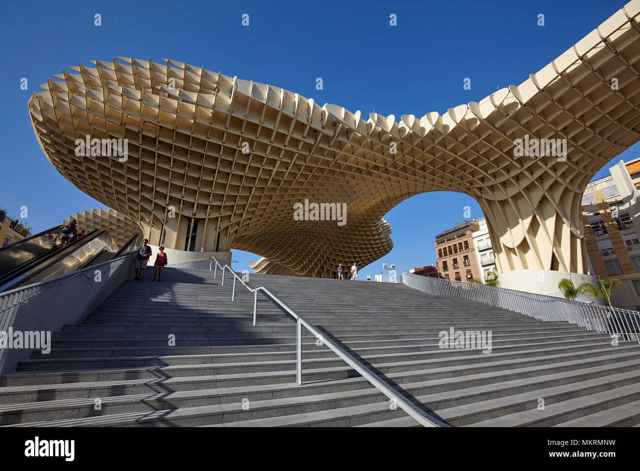 The wooden structure of the Metropol Parasol in Seville, Spain Stock ...