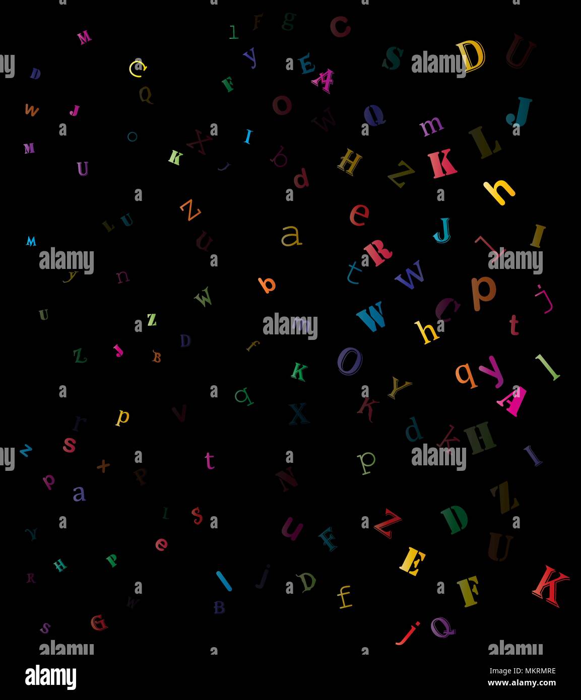 falling colorful letters english alphabet background design Stock ...