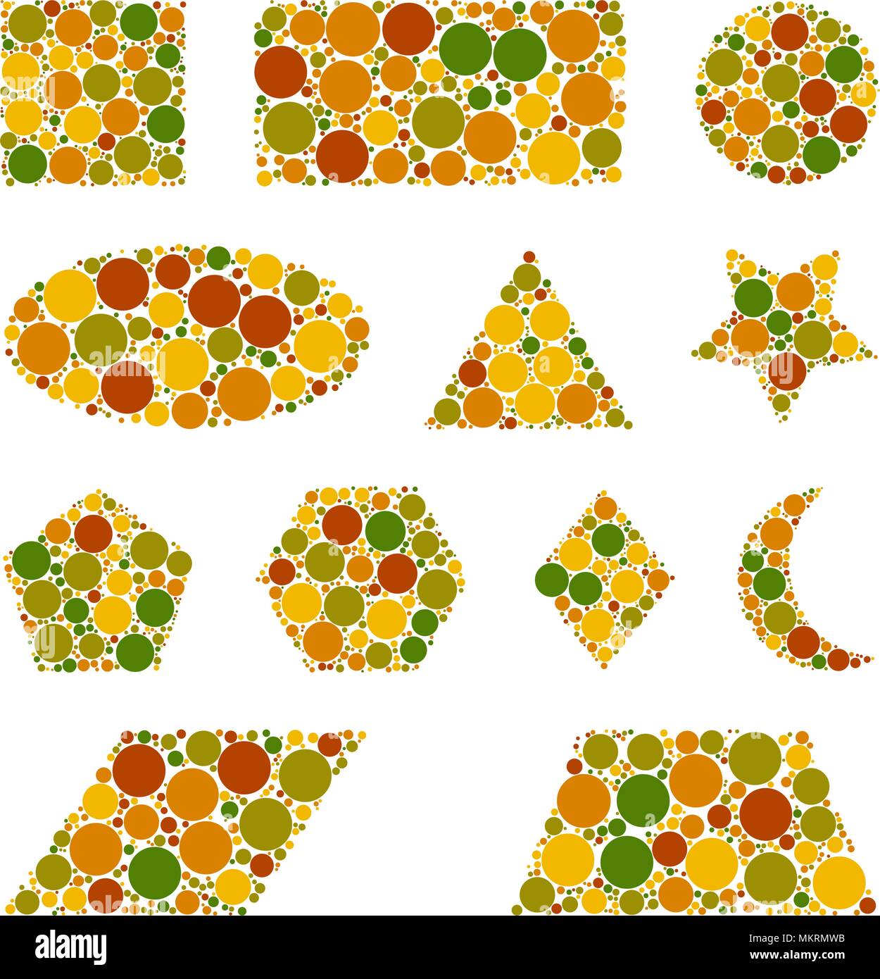 geometric shapes made from dots isolated on white Stock Vector Image ...