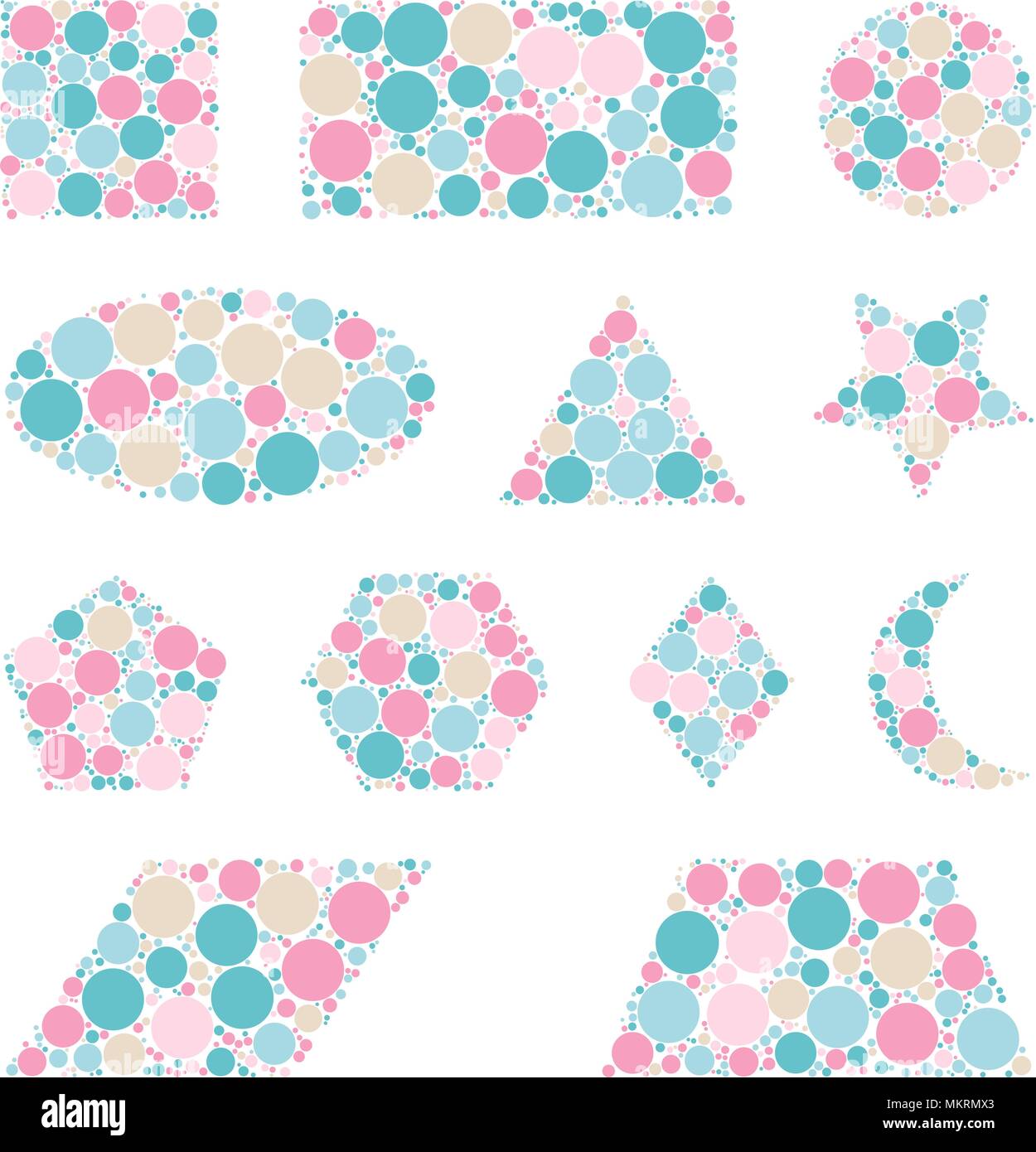 geometric shapes made from dots isolated on white Stock Vector Image ...