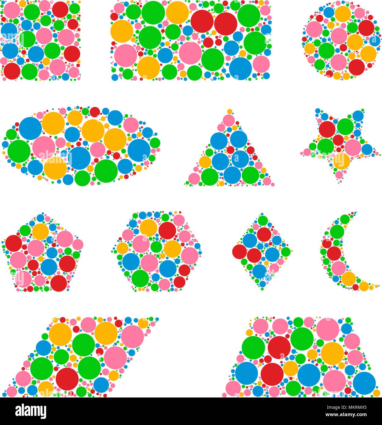 geometric shapes made from dots isolated on white Stock Vector Image ...