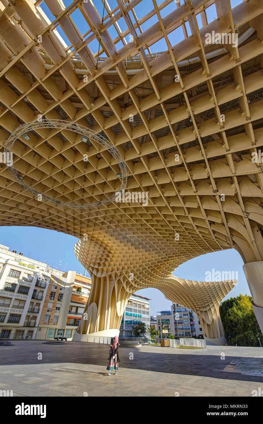The wooden structure of the Metropol Parasol in Seville, Spain Stock ...