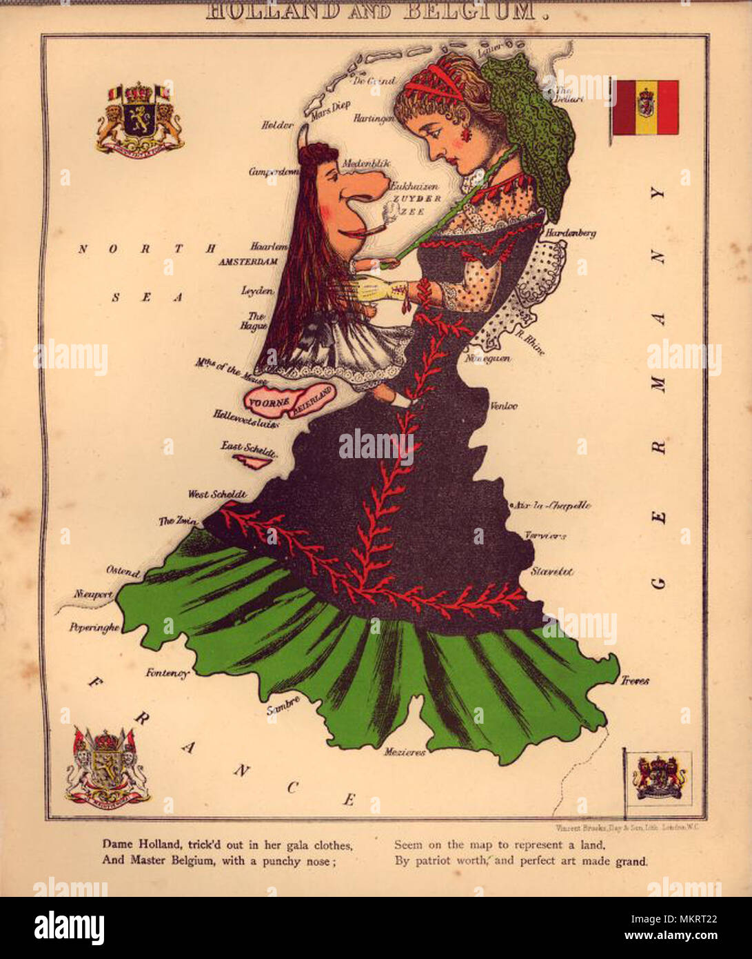 vintage anthropomorphic countries of the world illustration Stock Photo ...