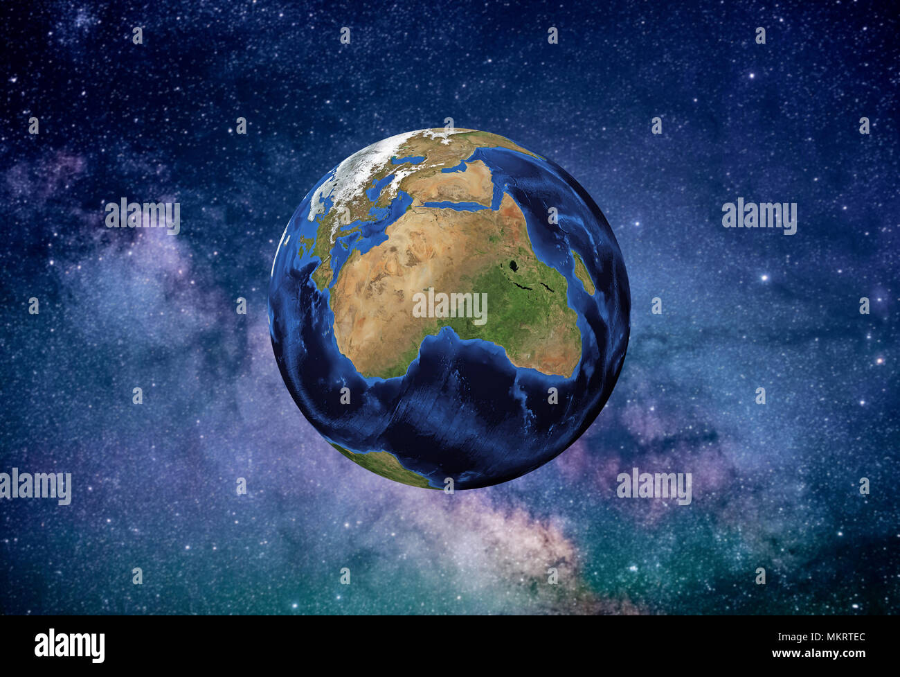 Earth planet against starry sky Stock Photo - Alamy