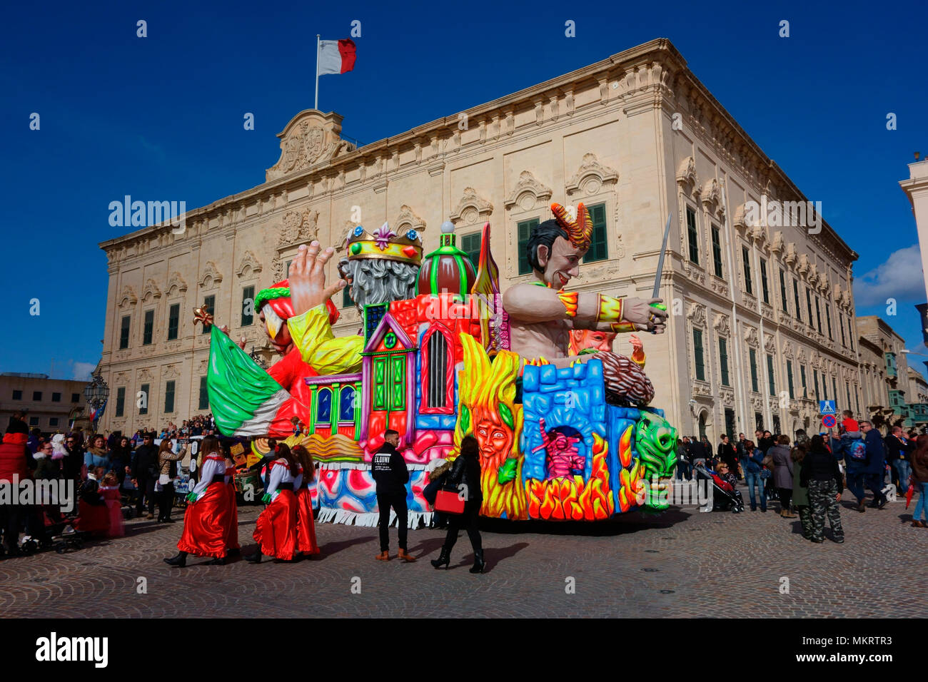 Carnival floats in front of the Auberge de Castille, Carnival in ...