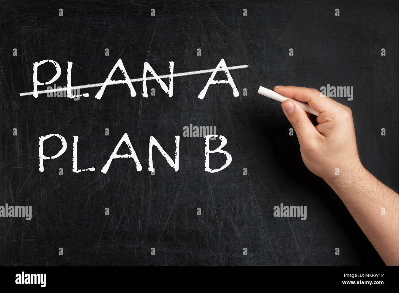 Alternative Plan crossed on blackboard or chalkboard Stock Photo - Alamy