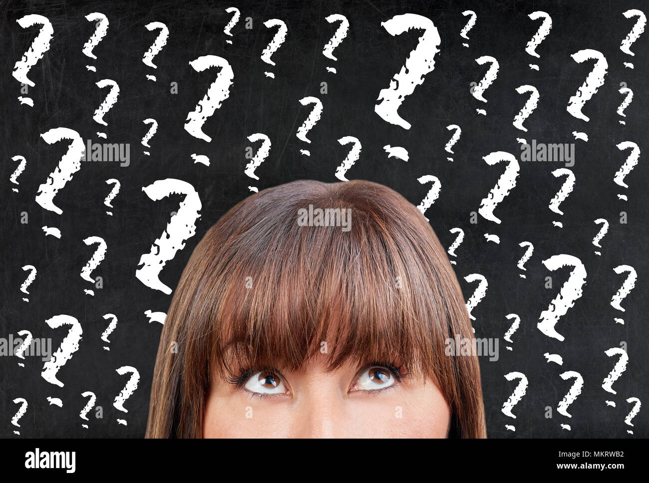 Woman thinking question marks hi-res stock photography and images - Alamy