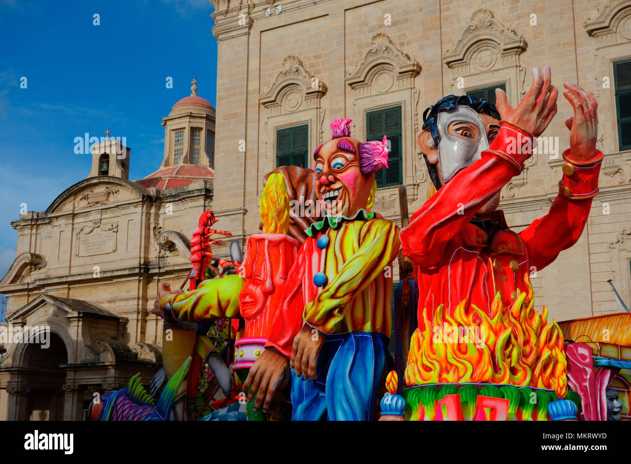 Carnival float in front of the Church of St Catherine of Italy ...