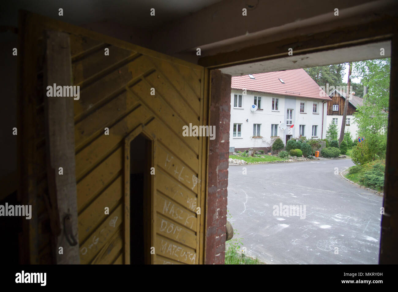 Ruined house in the former Nazi German military base, used from 1957 to ...