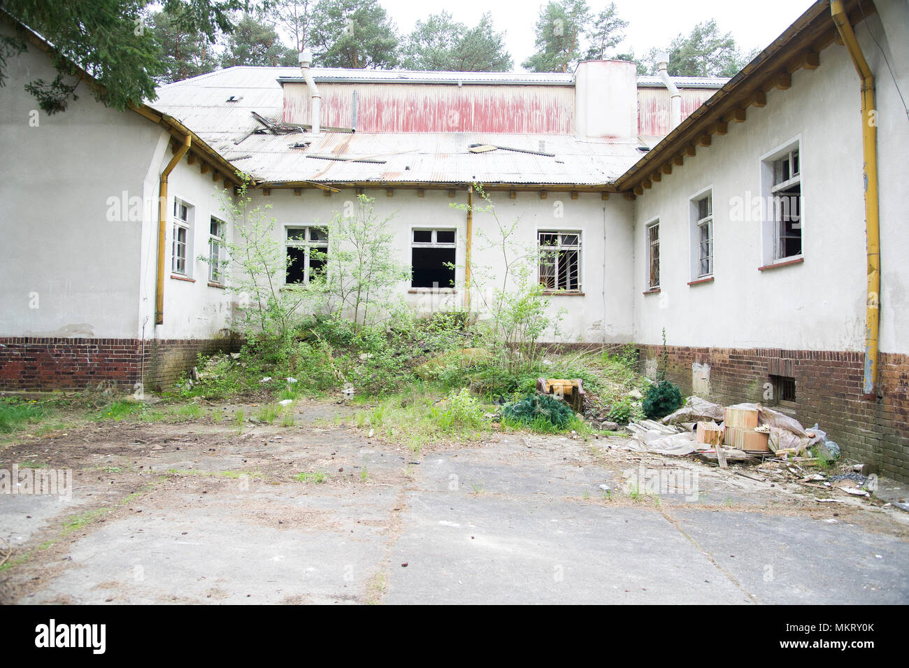 Ruined house in the former Nazi German military base, used from 1957 to ...