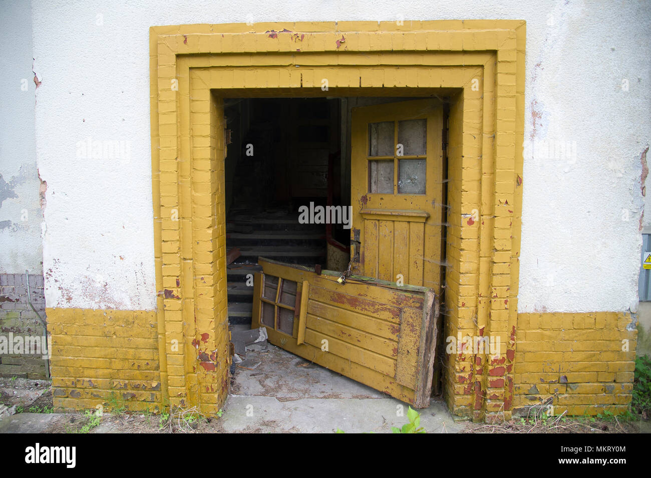 Ruined house in the former Nazi German military base, used from 1957 to ...