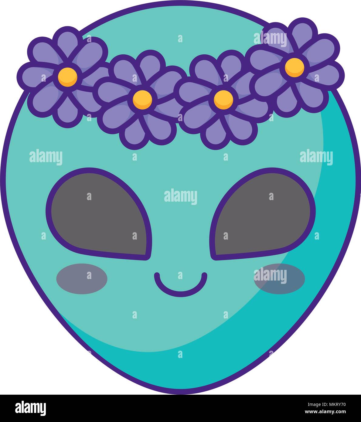 cute alien icon over white background, vector illustration Stock Vector ...