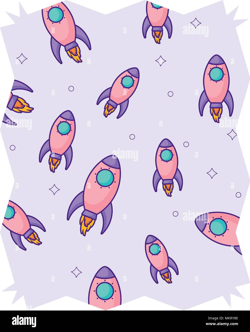 abstract frame with space rockets pattern over white background, vector ...
