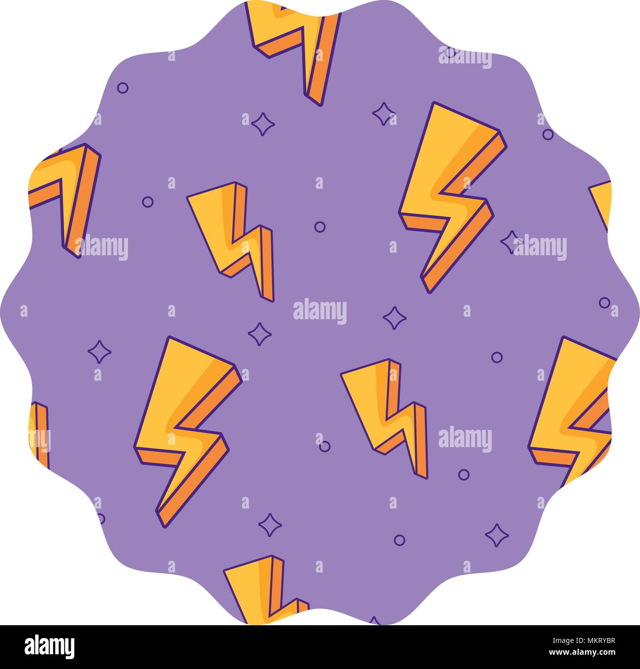 decorative circular frame with lightning pattern over white background ...