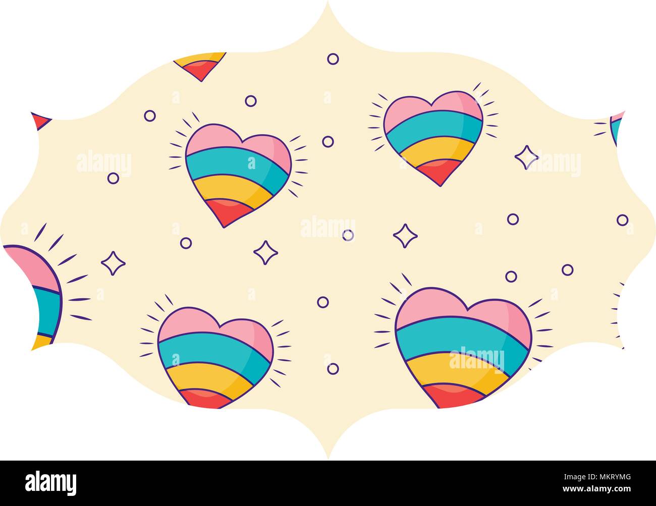arabic frame with hearts pattern over white background, vector ...