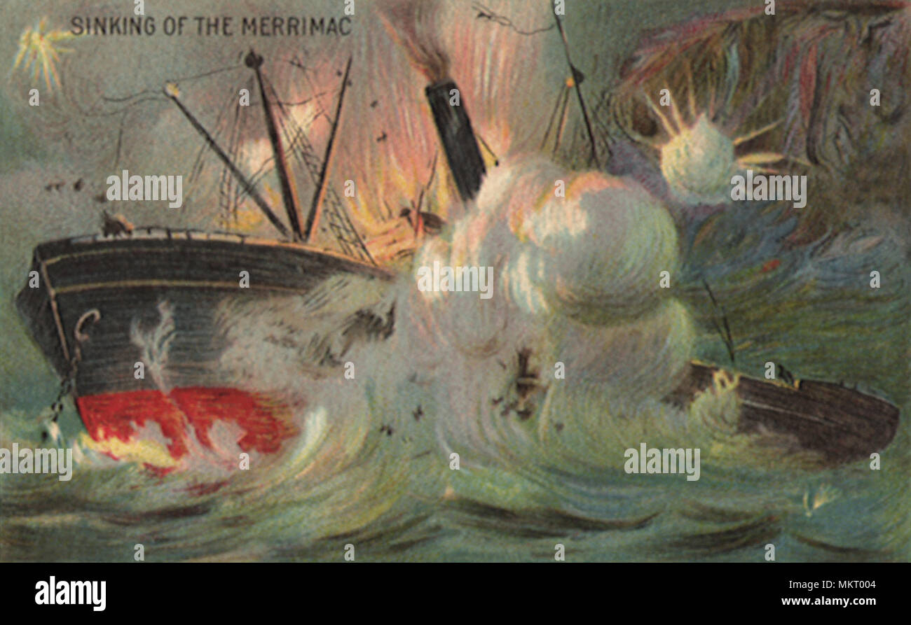Sinking of the Merrimac Stock Photo - Alamy