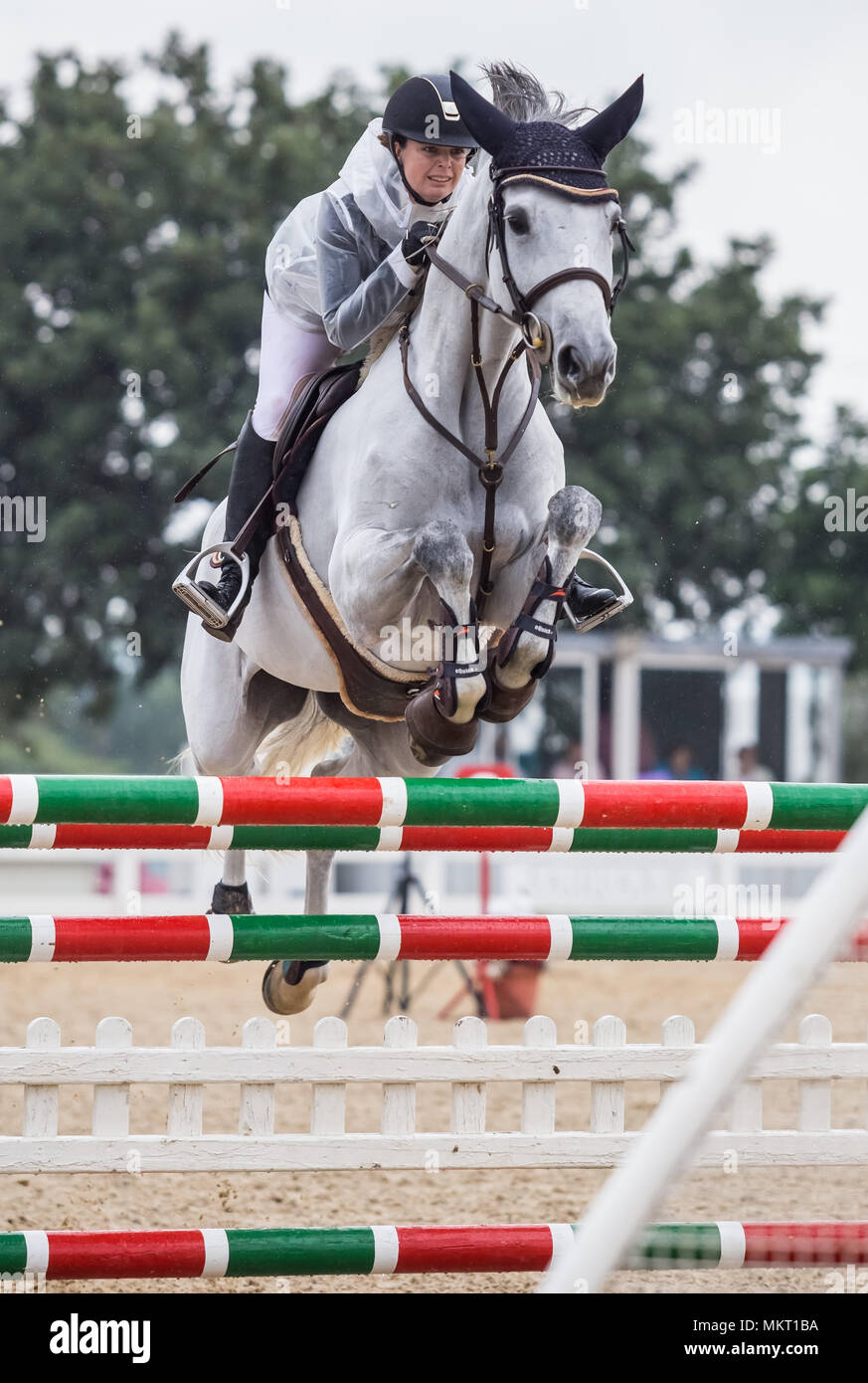 Johannesburg, South Africa, April 1- 2018: Horse and rider jumping over ...