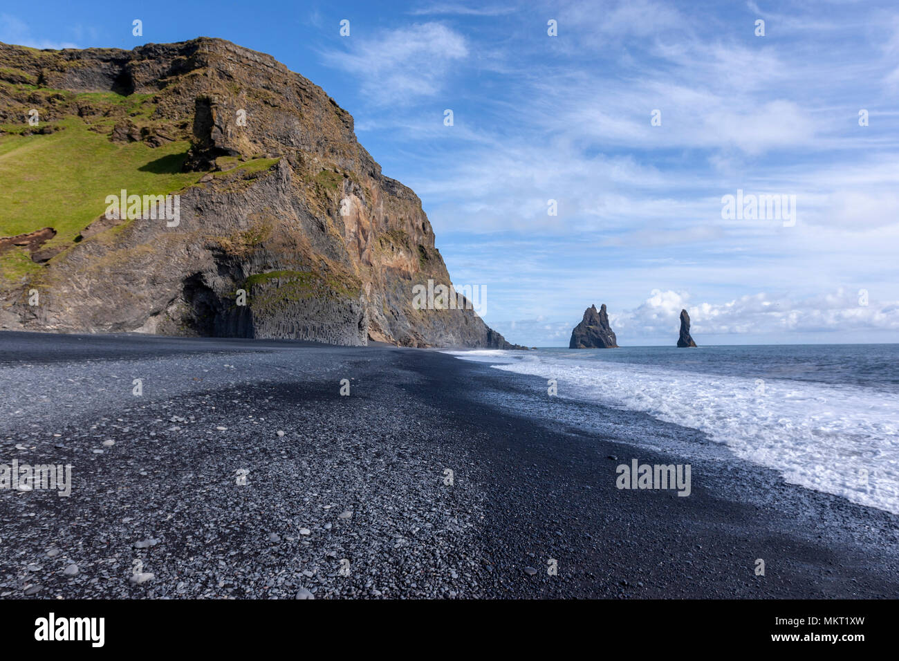 Reynisdrangar Are Basalt Sea Stacks Situated Under The Mountain ...