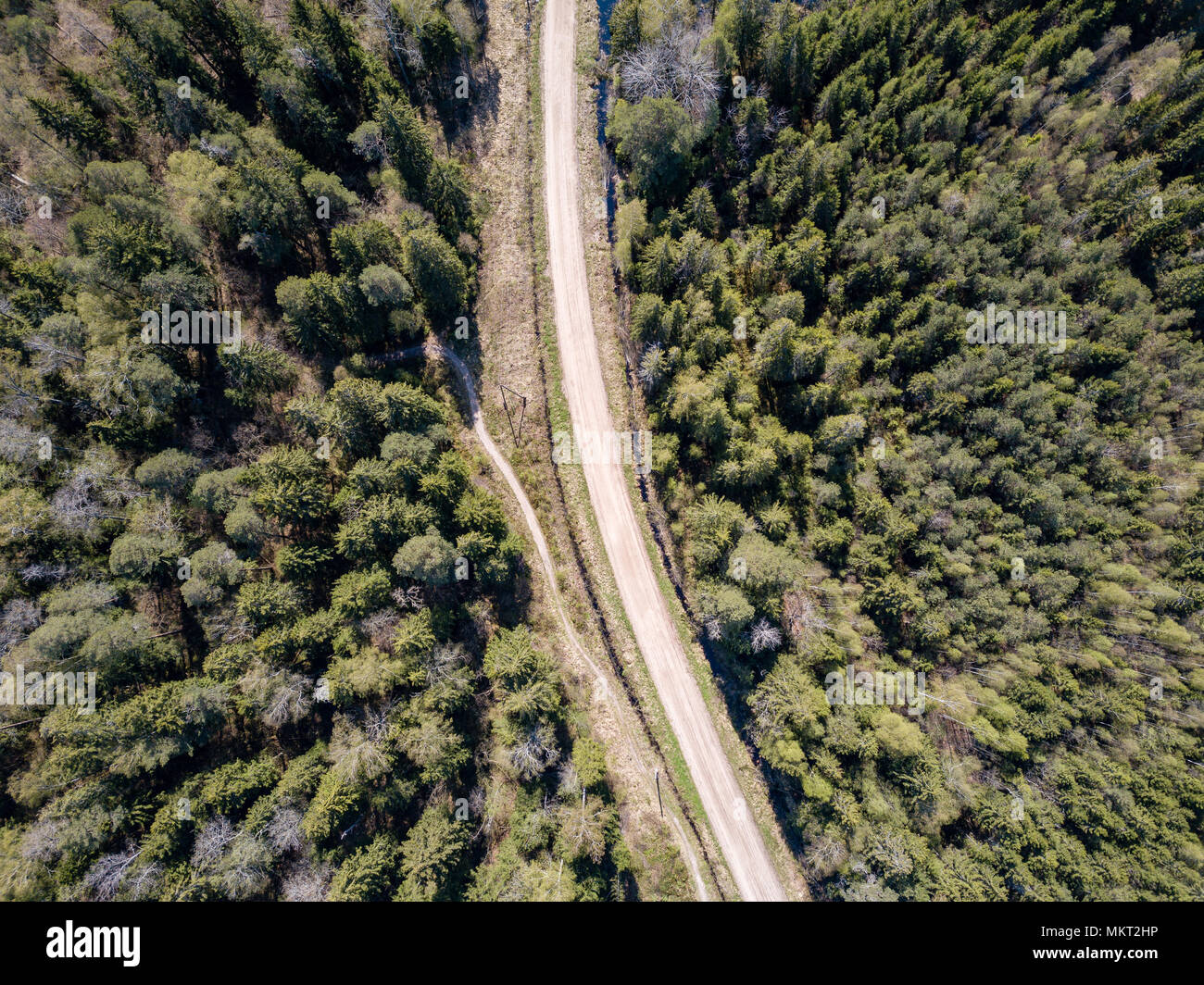 drone image. aerial view of rural area with fields and forests and ...