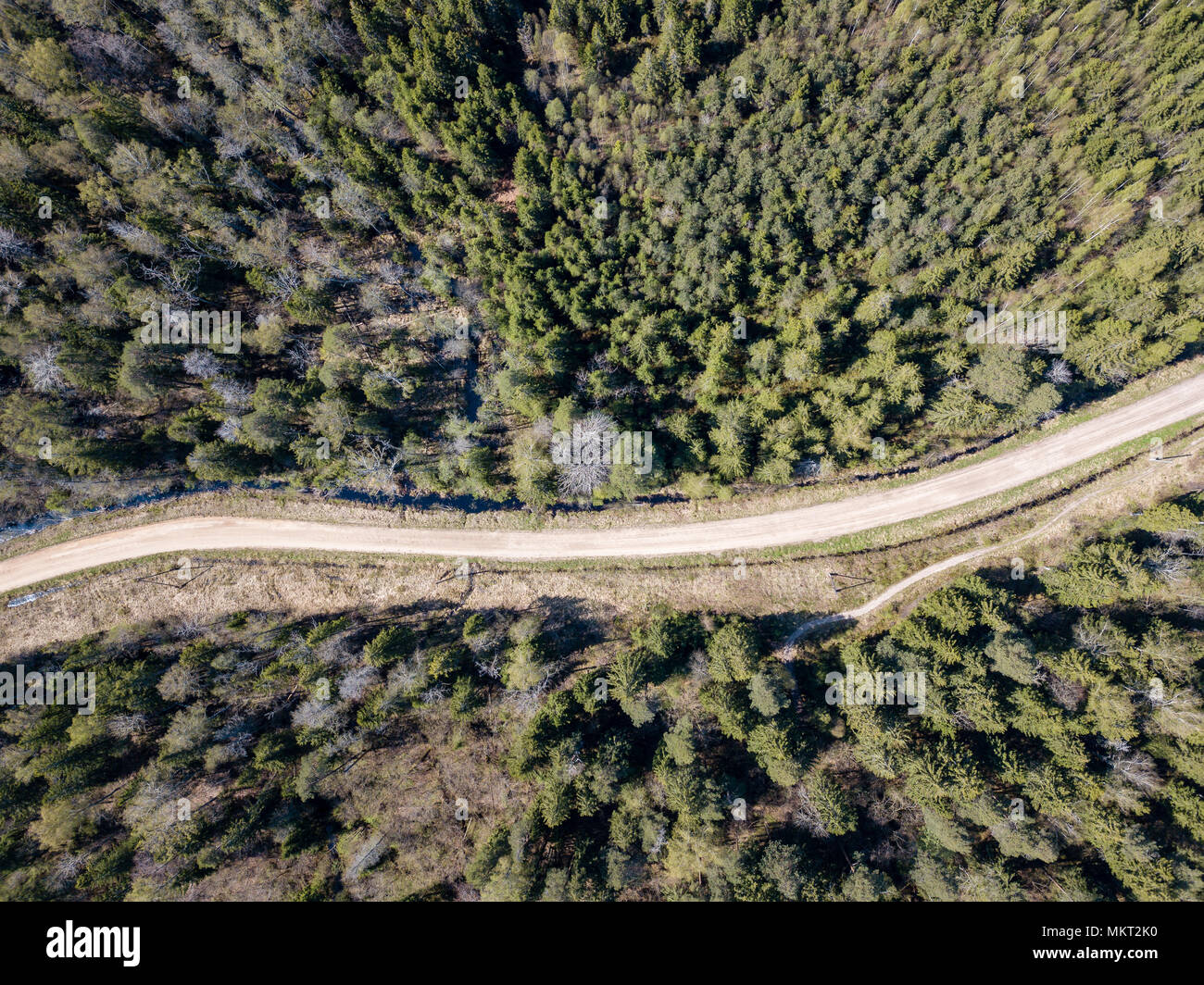 drone image. aerial view of rural area with fields and forests and ...