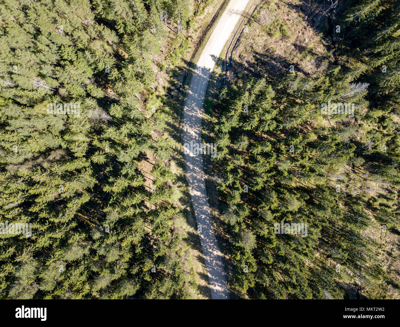 drone image. aerial view of rural area with fields and forests and ...