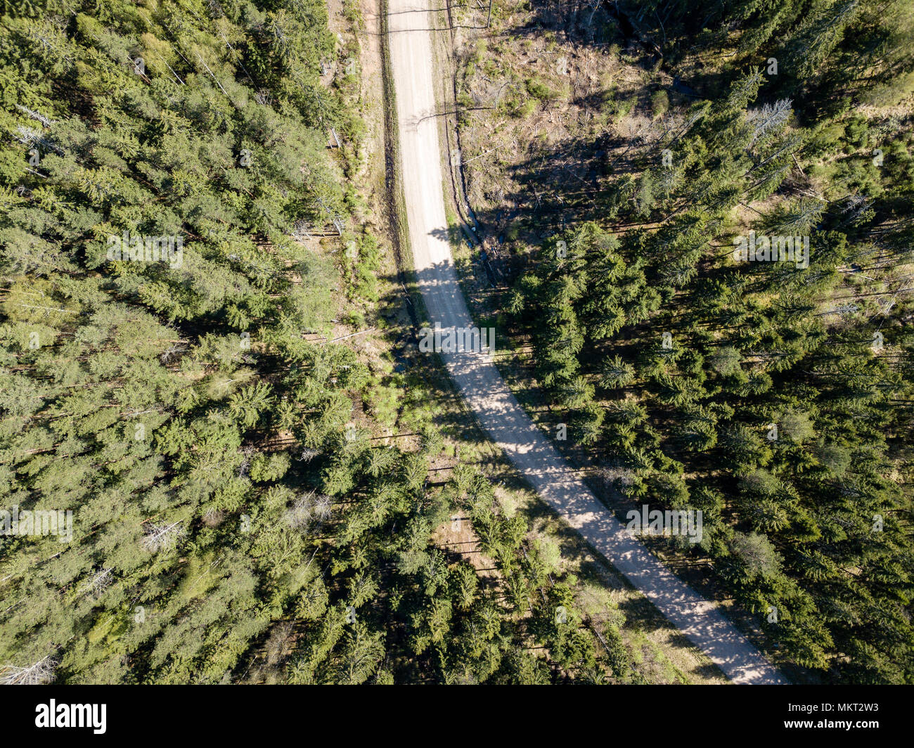 drone image. aerial view of rural area with fields and forests and ...