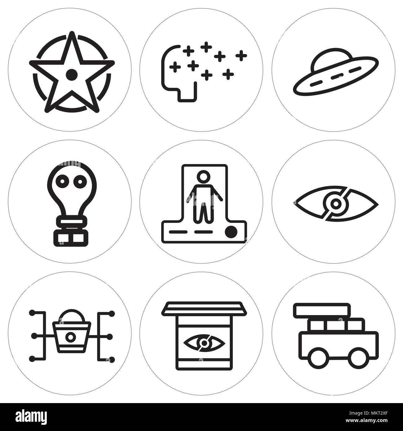 Set Of 9 simple editable icons such as Data, Science fiction, Marketing ...