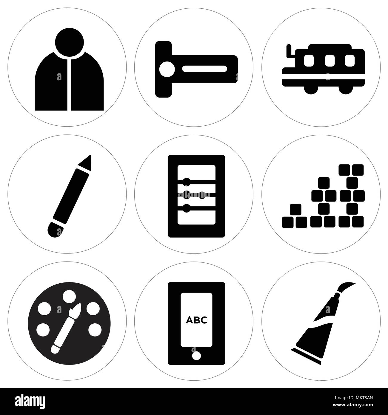 Set Of 9 simple editable icons such as Paint tube, Tablet, palette ...