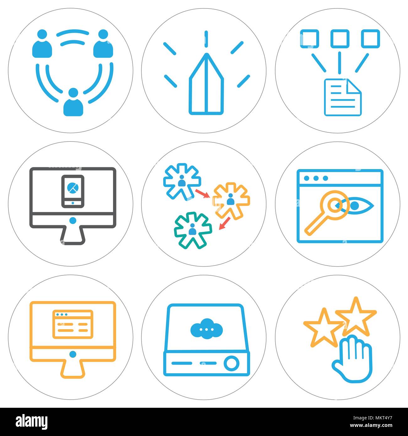 Set Of 9 Simple Editable Icons Such As Rating Server Monitor Browser