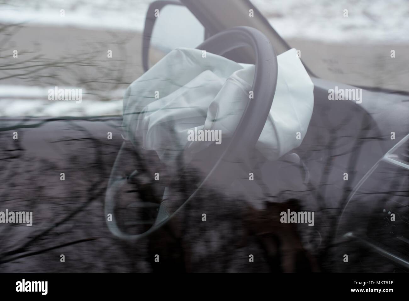 Airbag exploded at car accident. Car crash and airbag worked well. View ...