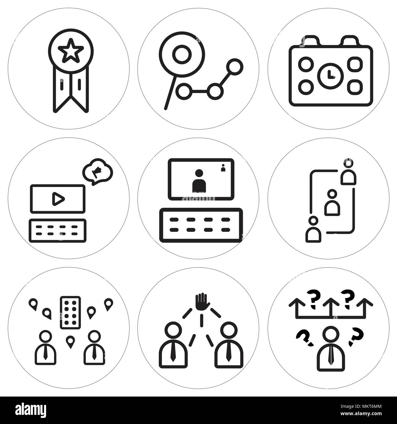 Set Of 9 simple editable icons such as Question, Leader, Visitor ...