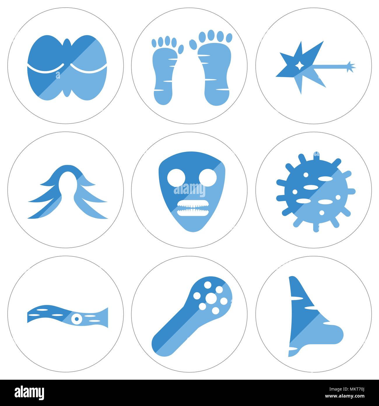 Set Of 9 simple editable icons such as Big Nose, Muscle Fiber, Rod Cell ...