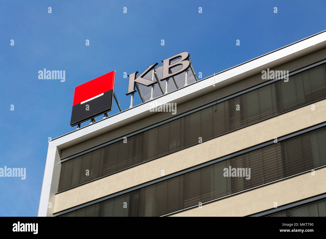 PRAGUE, CZECH REPUBLIC - APRIL 27 2018: Societe Generale banking and ...