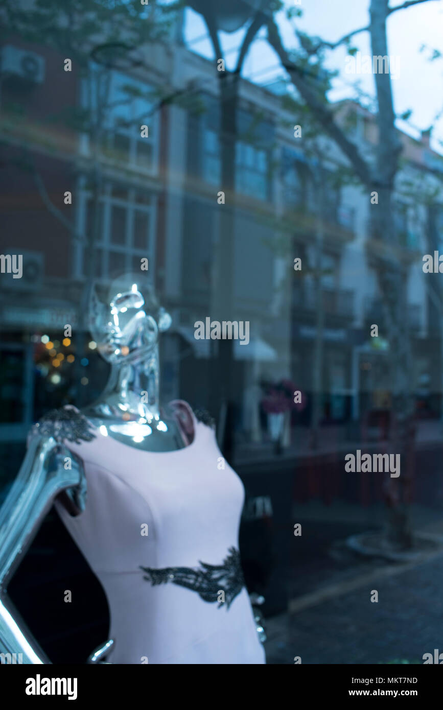 Womenswear fashion shop window ladies store mannquins dummies wearing ...