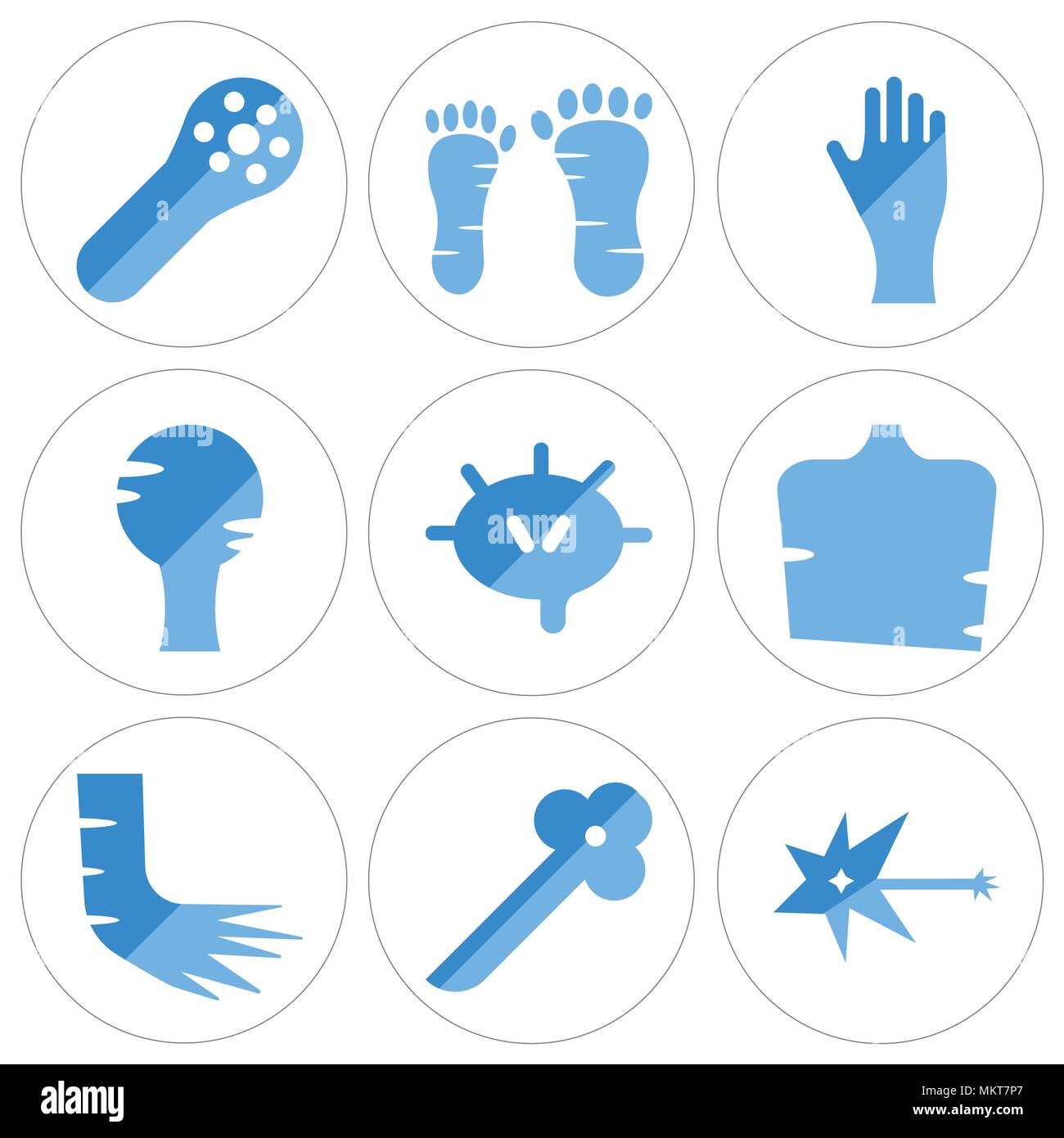 Set Of 9 simple editable icons such as Neuron, Bronchioles, Foot Bones ...
