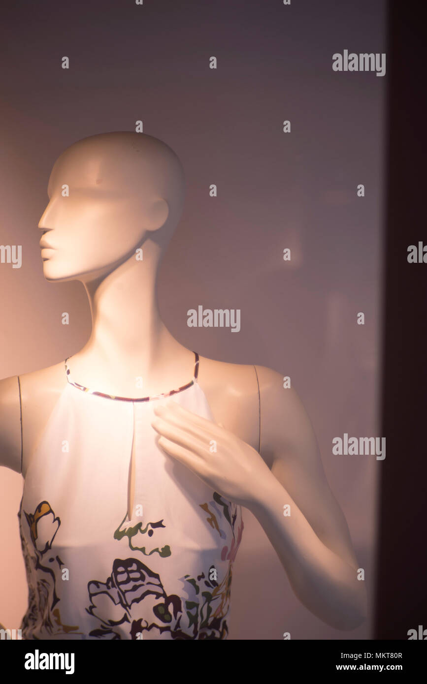 Womenswear fashion shop window ladies store mannquins dummies wearing ...